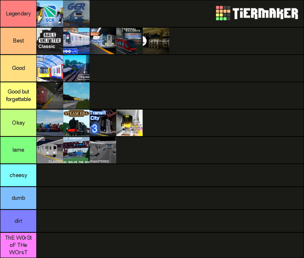 Roblox train games teir list Tier List (Community Rankings) - TierMaker