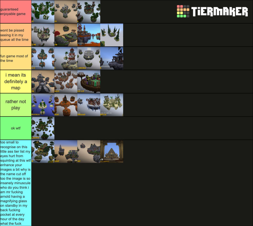 Hypixel Bedwars 4v4v4v4 Maps Tier List (Community Rankings) - TierMaker