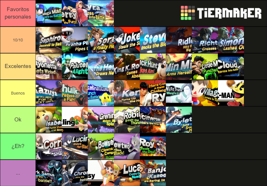Super Smash Bros Reveal Trailers Tier List (Community Rankings) - TierMaker