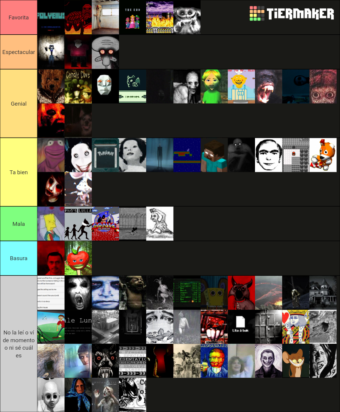 Creepypastas Stories Tier List (Community Rankings) - TierMaker