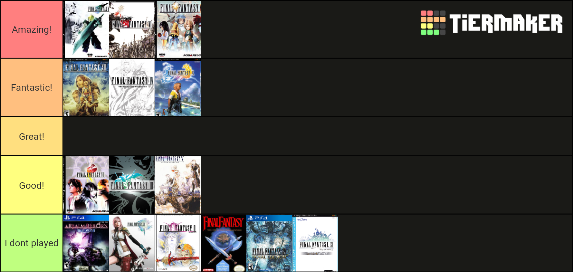 Final Fantasy Main Games Tier List (Community Rankings) - TierMaker