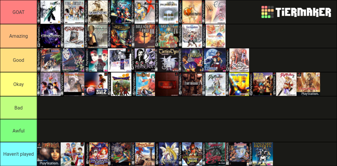 Playstation JRPGs Tier List (Community Rankings) - TierMaker
