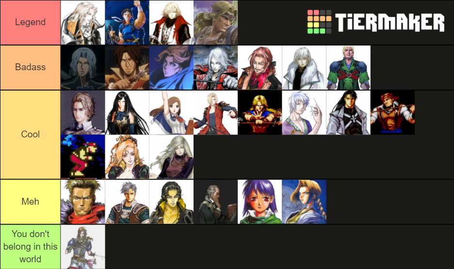 Castlevania Protagonists Tier List (Community Rankings) - TierMaker