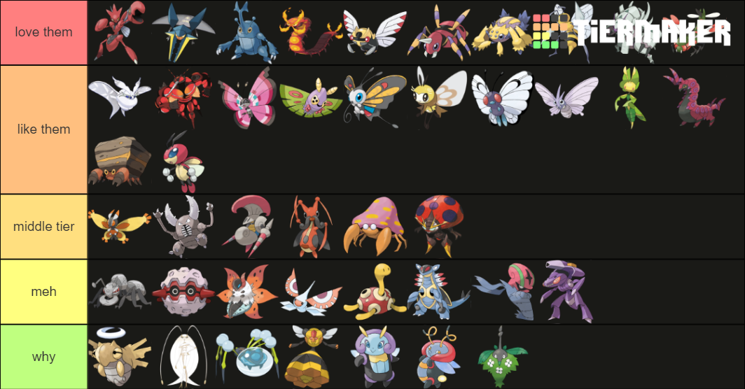 Fully Evolved Bug Type PokÃ©mon Tier List (Community Rankings) - TierMaker