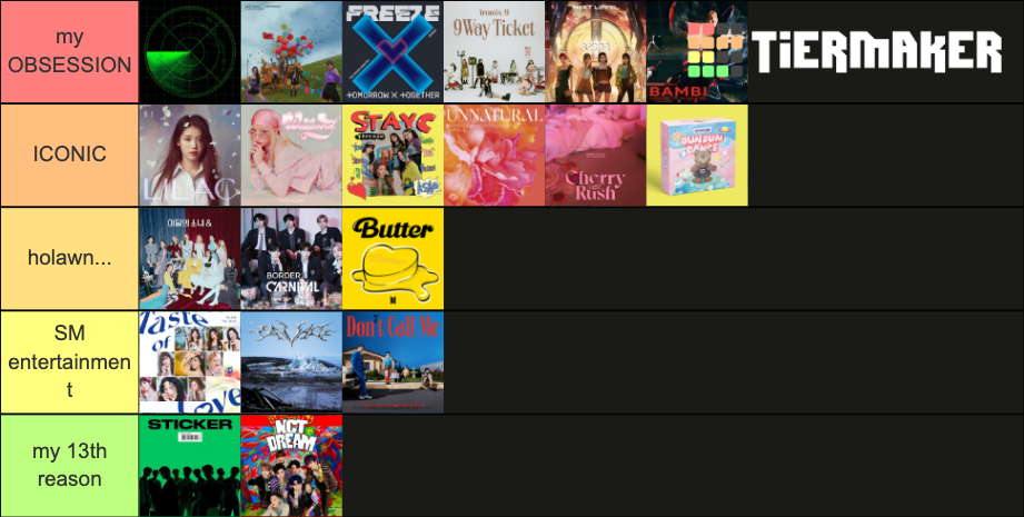 Song Rankings #1 by kyoongpinks Tier List (Community Rankings) - TierMaker