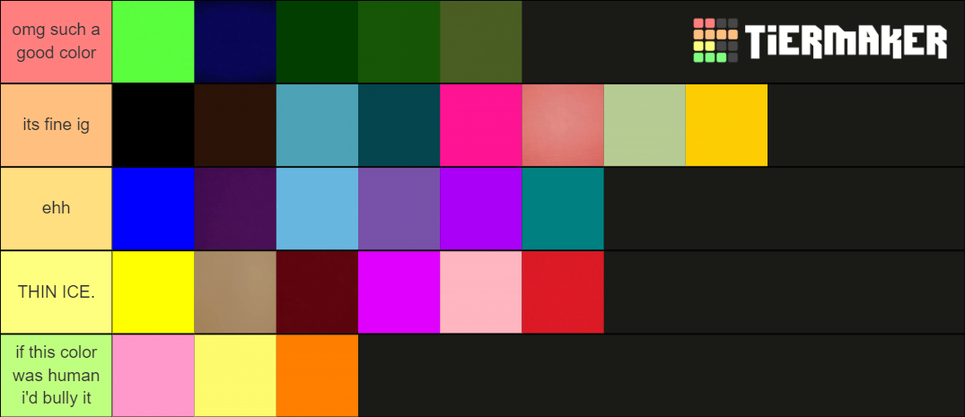 Color Teir List Tier List (Community Rankings) - TierMaker
