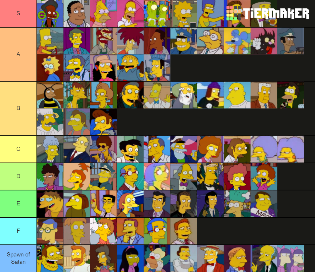 Simpsons Characters Tier List (Community Rankings) - TierMaker