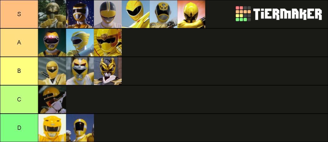 Super Sentai & Power Rangers Yellow Rangers Tier List (Community Rankings) - TierMaker