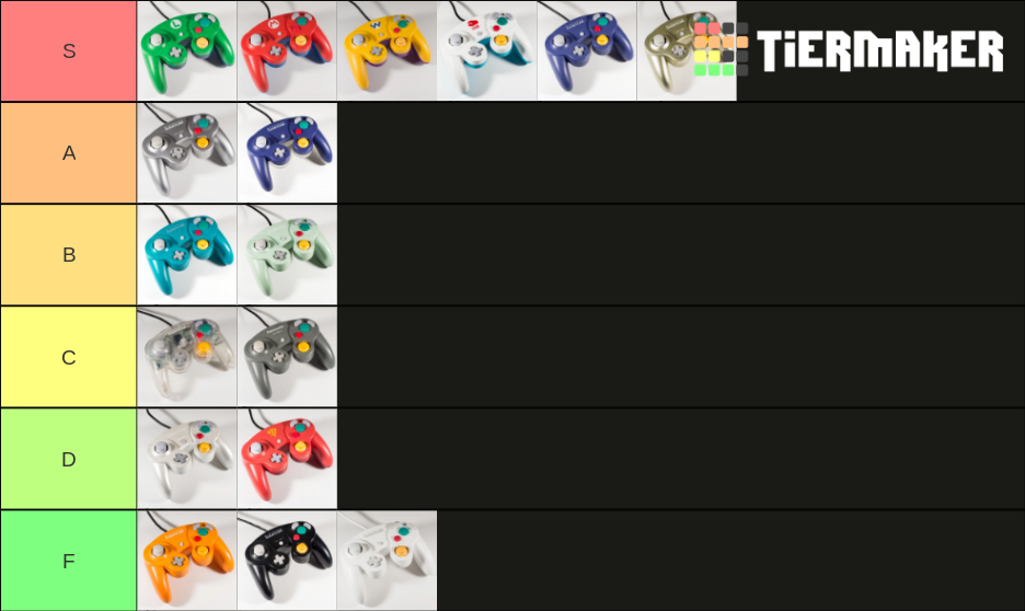 Gamecube Controller Color Tier List (Community Rankings) - TierMaker