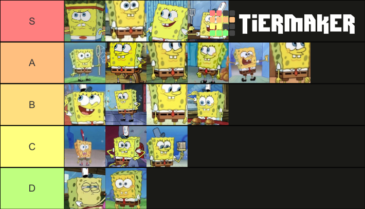 Spongebob designs over the years (1997-2020) Tier List (Community ...