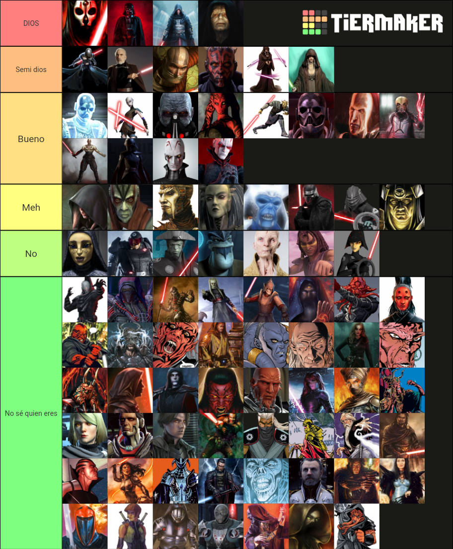Star Wars Sith characters canon/legends Tier List (Community Rankings ...