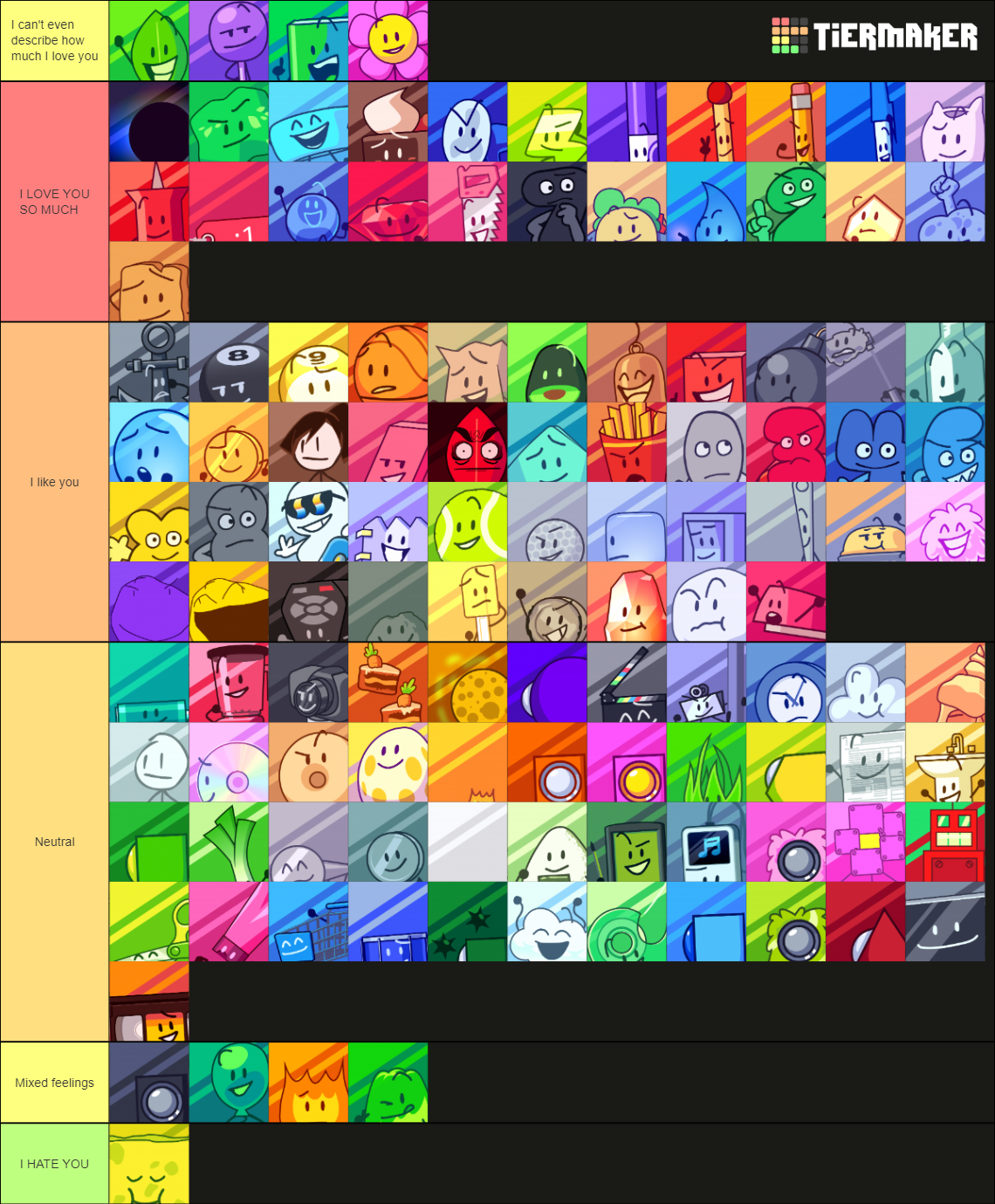 BFDI, BFDIA, BFB and TPOT as of TPOT 1 and BFB 28 Tier List (Community ... BFDI, BFDIA, BFB and TPOT as of TPOT 1 and BFB 28 Tier List (Community ...
