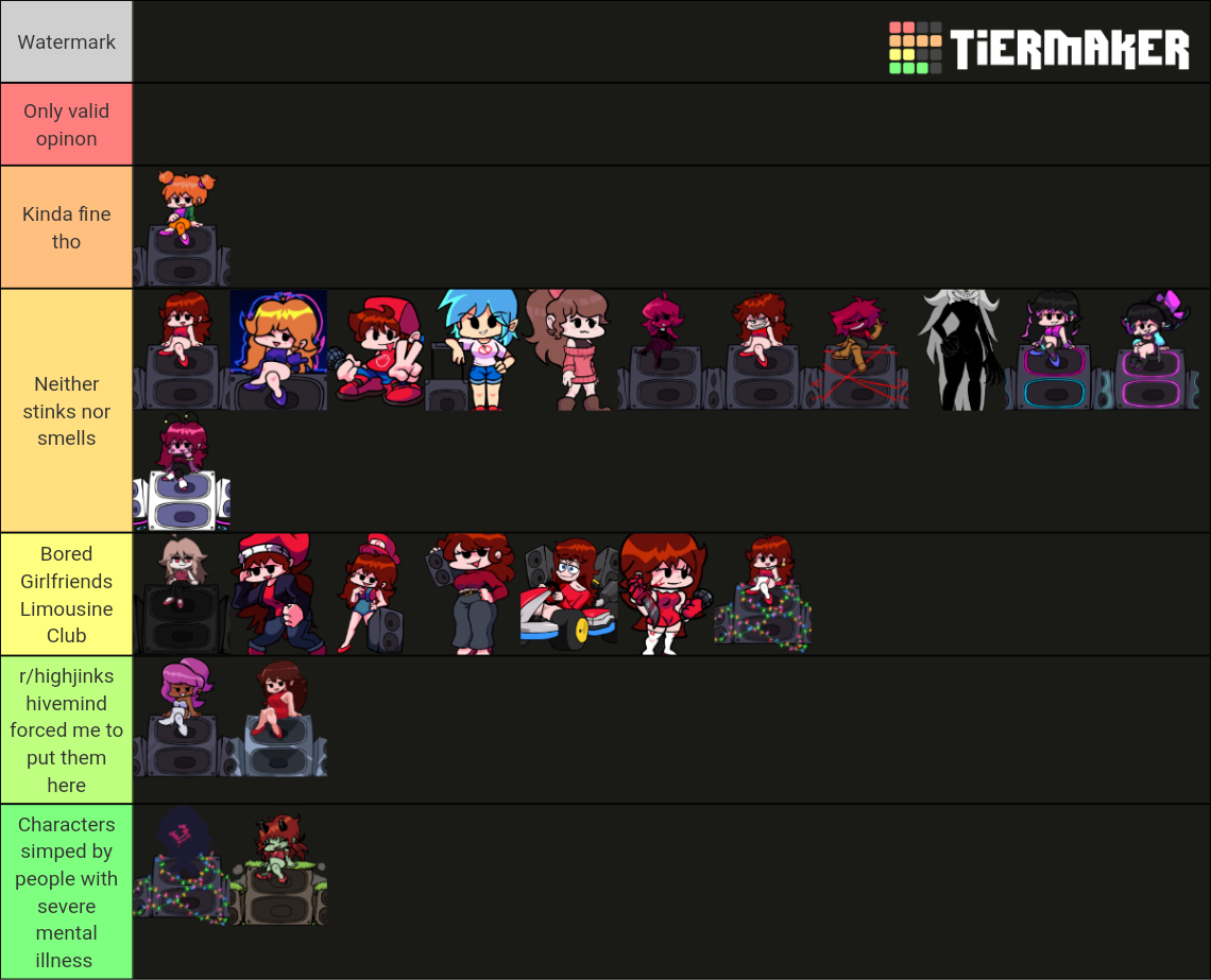 Friday Night Funkin Girlfriend designs Tier List (Community Rankings ...