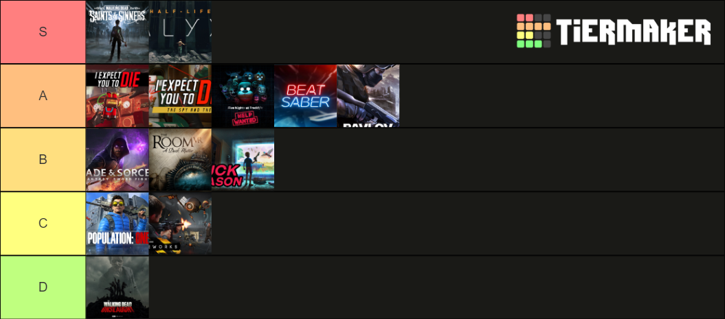 VR Games Tier List (Community Rankings) - TierMaker