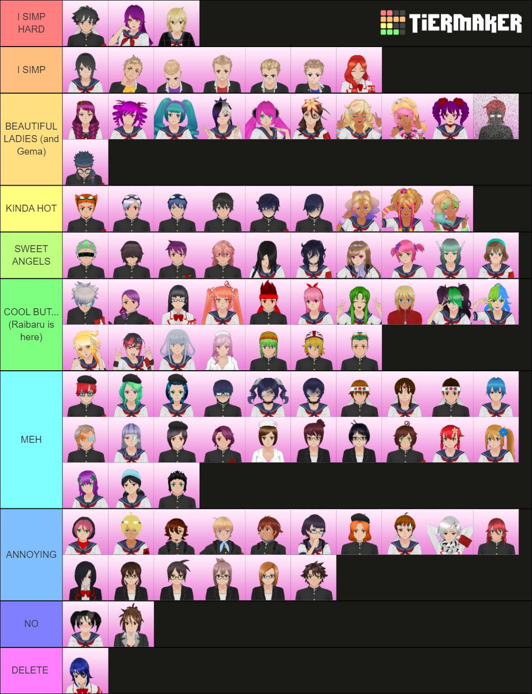 All Yandere Simulator Characters Tier List (Community Rankings) - TierMaker