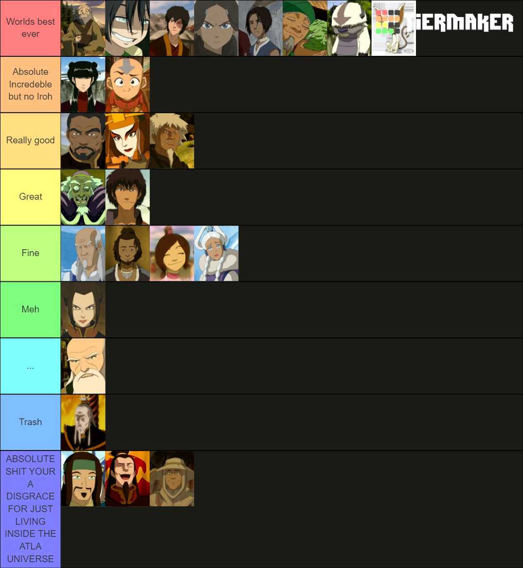 atla main cast ranking Tier List (Community Rankings) - TierMaker