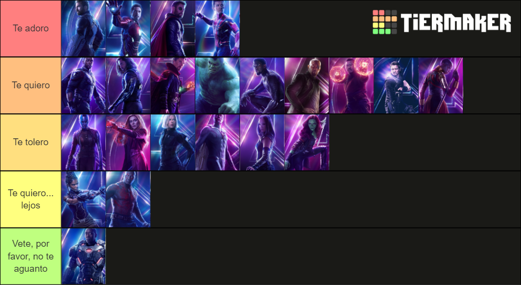 Infinity War Character Rankings Tier List (Community Rankings) - TierMaker