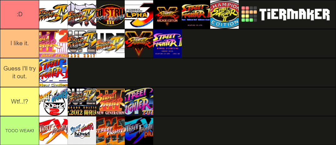 Street Fighter Games Tier List (Community Rankings) - TierMaker