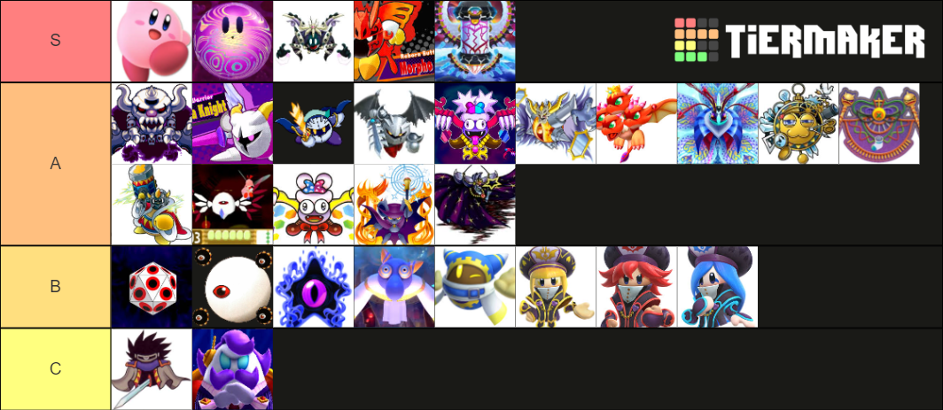 Kirby Bosses Tier List (Community Rankings) - TierMaker