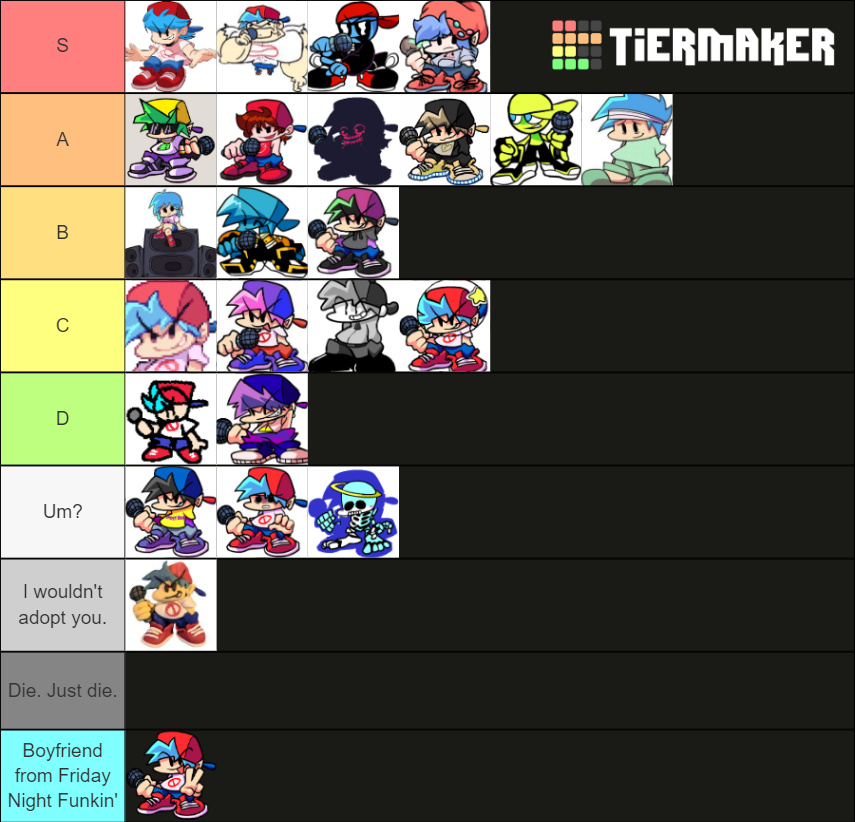 FNF Bf's Tier List (Community Rankings) - TierMaker