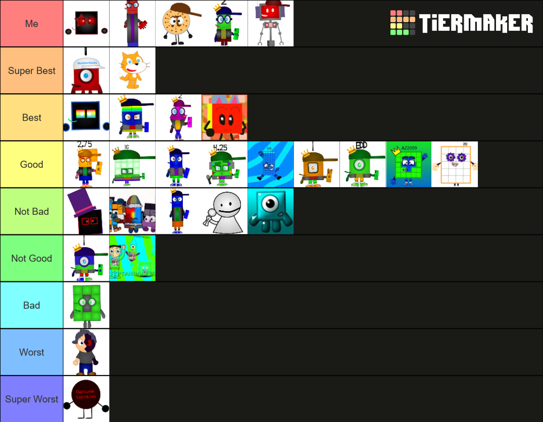Numberblocks Youtuber and Other Tier List (Community Rankings) - TierMaker