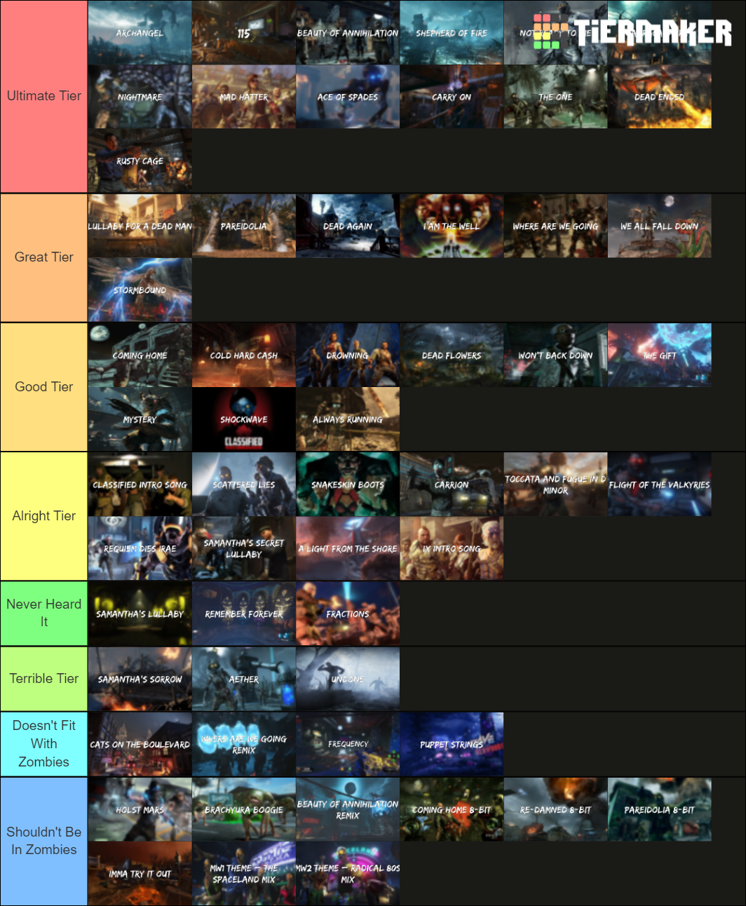 Ranking All Main Call of Duty Zombies Songs Tier List (Community ...