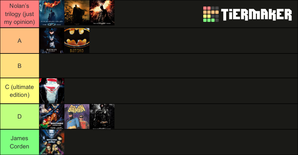 Batman Movie Tier List (Community Rankings) - TierMaker