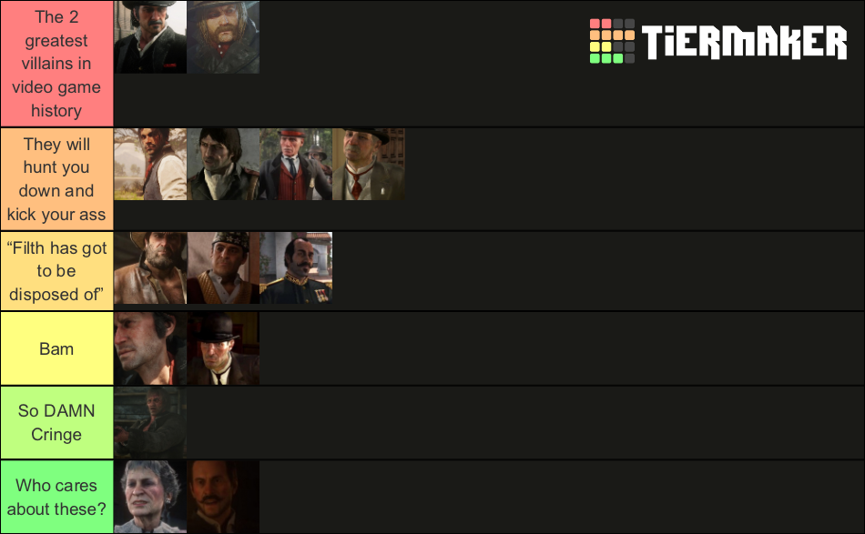 Red dead redemption villains Tier List (Community Rankings) - TierMaker