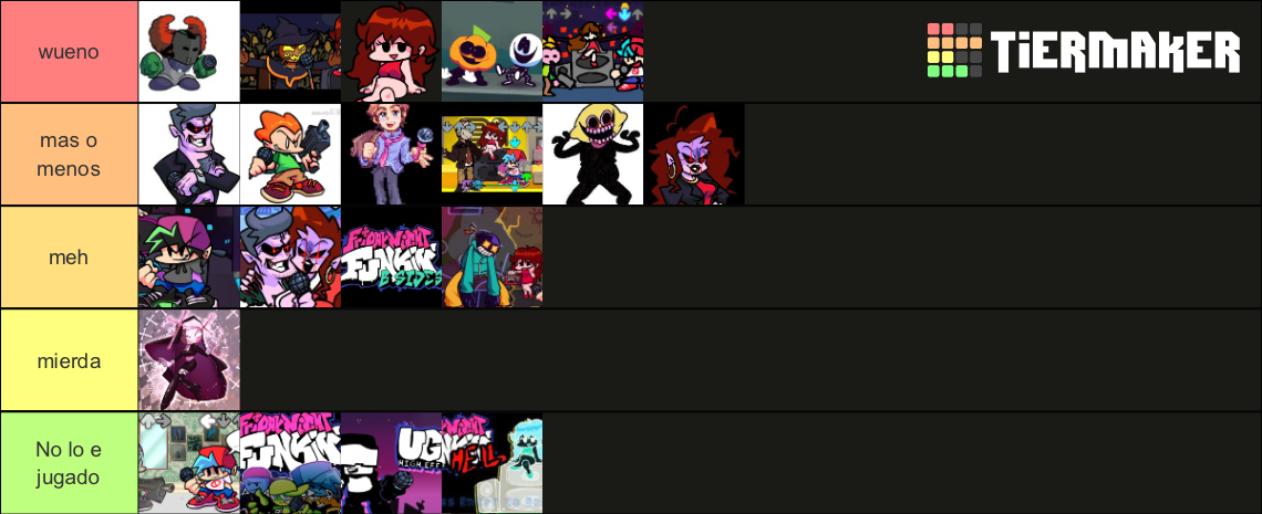 del peor al mejor DEL FNF Tier List (Community Rankings) - TierMaker