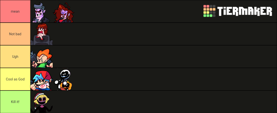 Friday Night Funkin characters that are pretty good Tier List ...