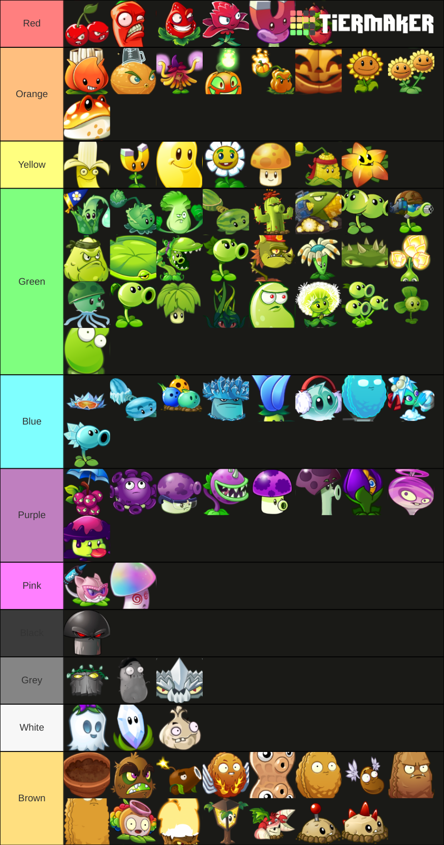 Rating PvZ By Color Tier List (Community Rankings) - TierMaker
