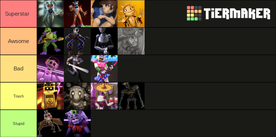 FNaF Security Breach Tier List (Community Rankings) - TierMaker FNaF Security Breach Tier List (Community Rankings) - TierMaker