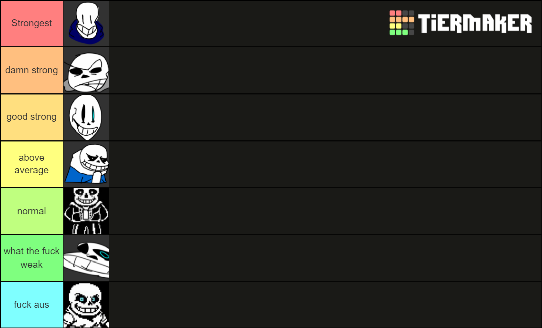 strongest sans in the Under the table cinematic universe Tier List ...