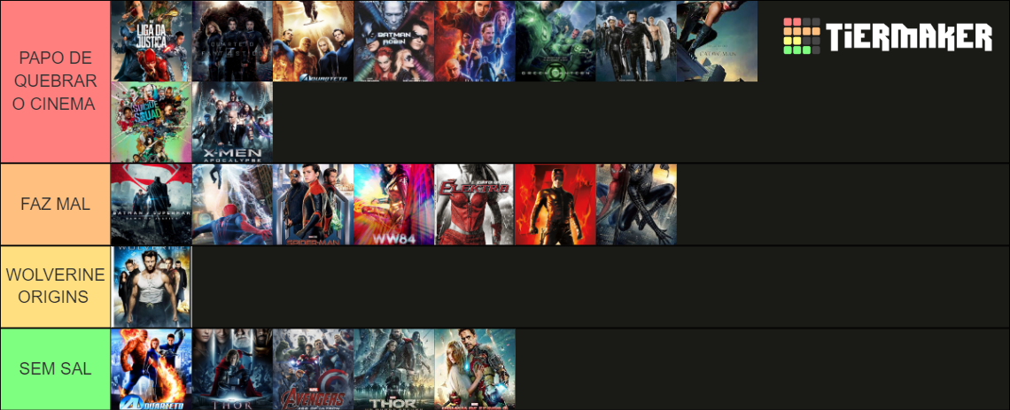 PIORES FILMES DE HQ Tier List (Community Rankings) - TierMaker