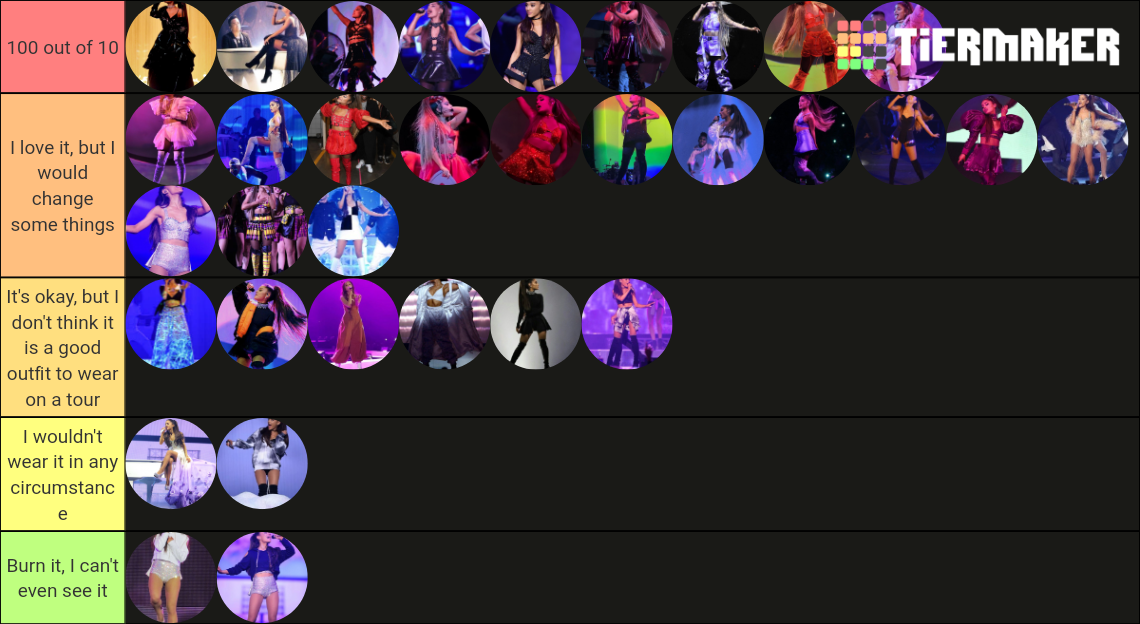 Rank all Ariana Grande's tour outfits Tier List (Community Rankings ...