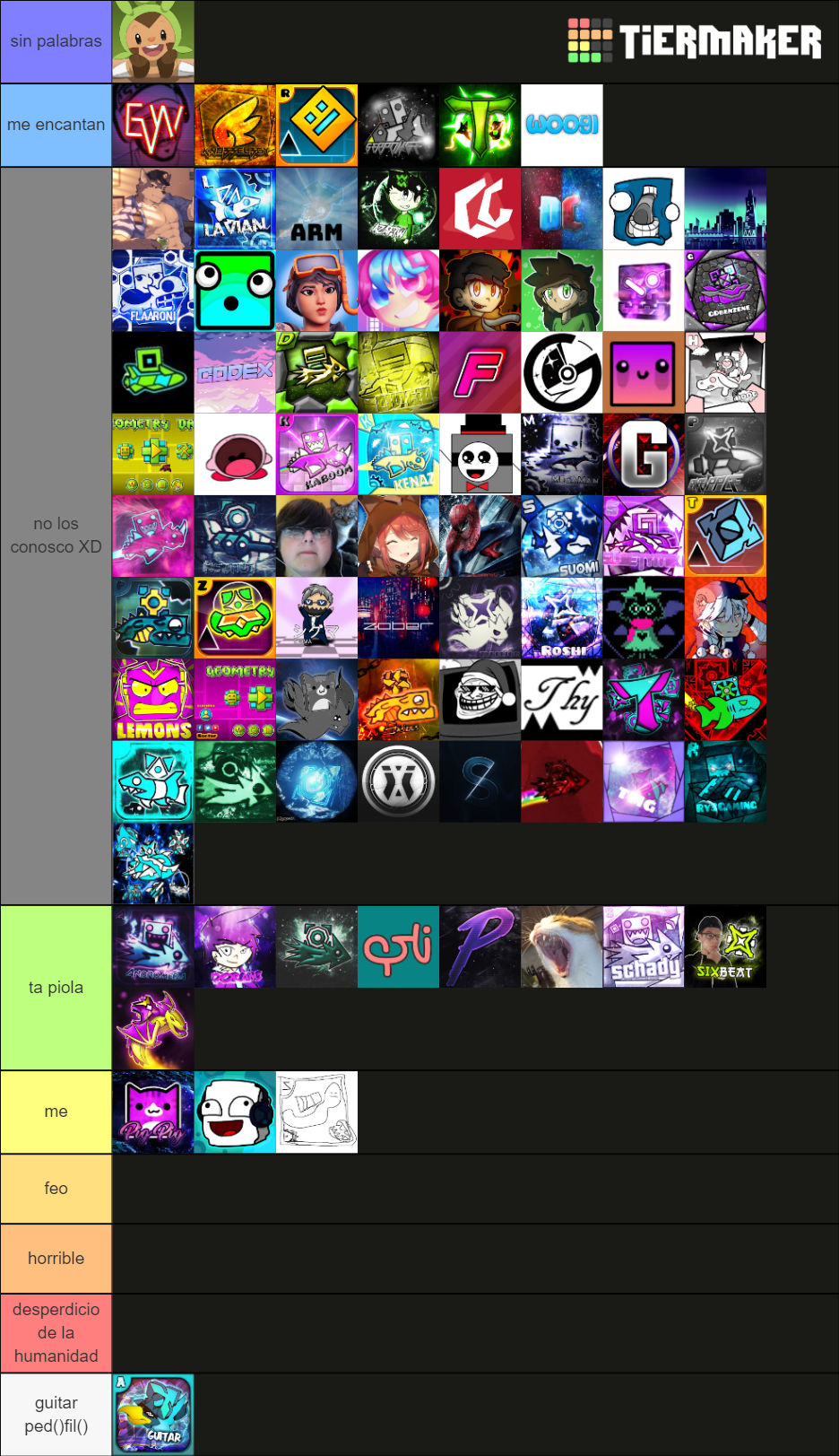 Geometry Dash Youtubers Tier List Community Rankings Tiermaker