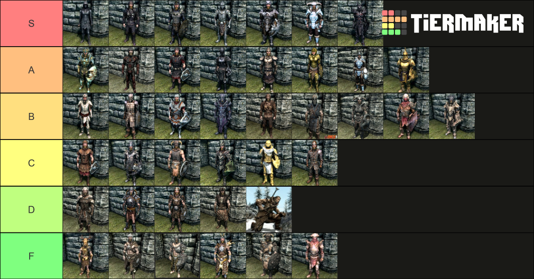 The Ultimate Skyrim armor set Tier List (Community Rankings) - TierMaker