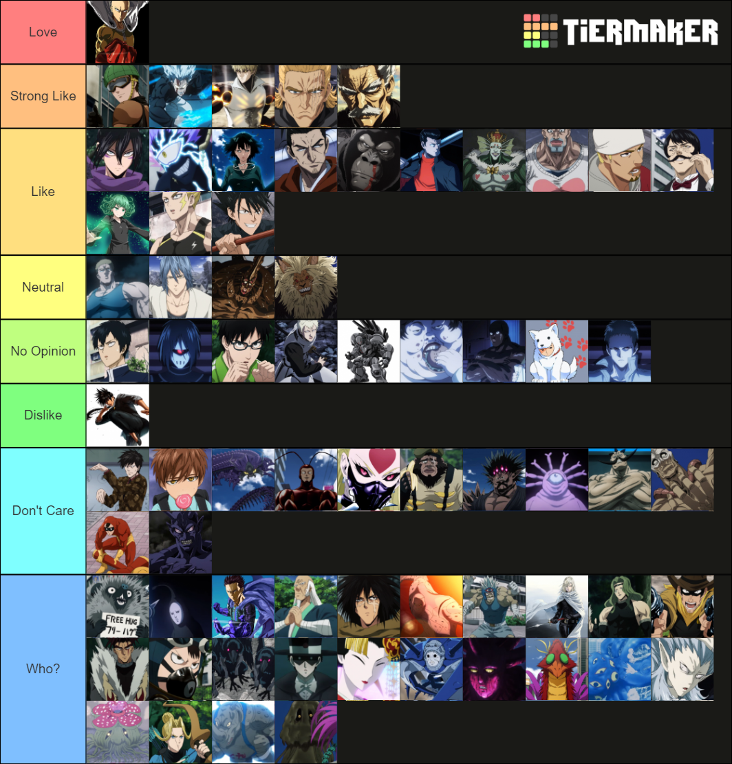 One Punch Man Characters Anime Tier List (Community Rankings) - TierMaker