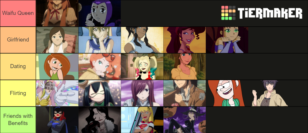 Cartoon Crushes Tier List (Community Rankings) - TierMaker