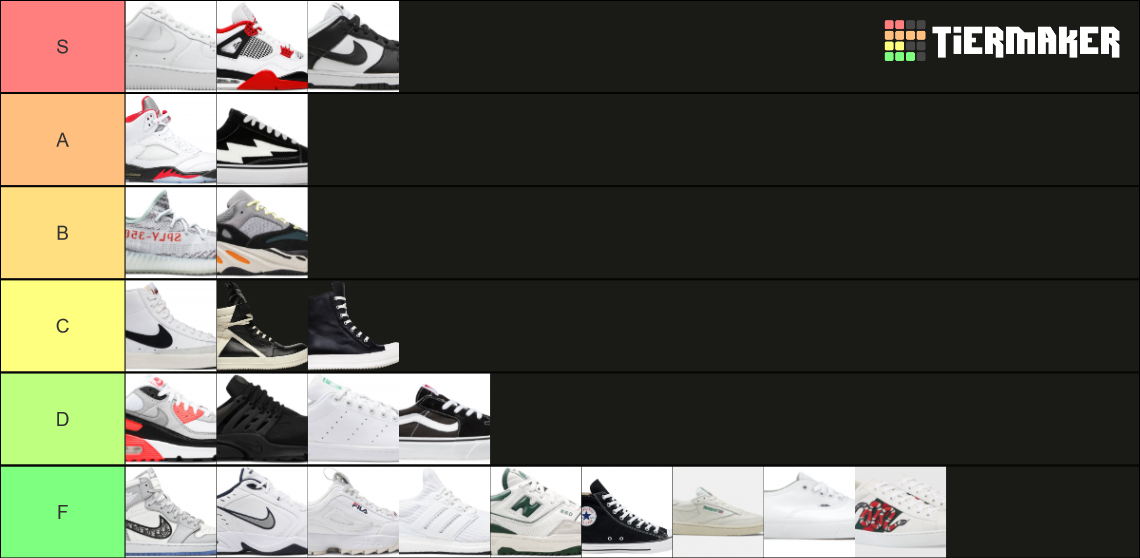 STREETWEAR SNEAKER TIER LIST Tier List (Community Rankings) - TierMaker