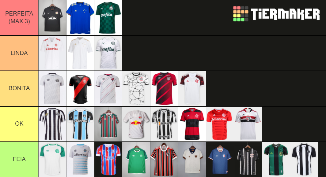Camisas Mais Bonitas do Futebol Brasileiro Tier List (Community ... Camisas Mais Bonitas do Futebol Brasileiro Tier List (Community ...