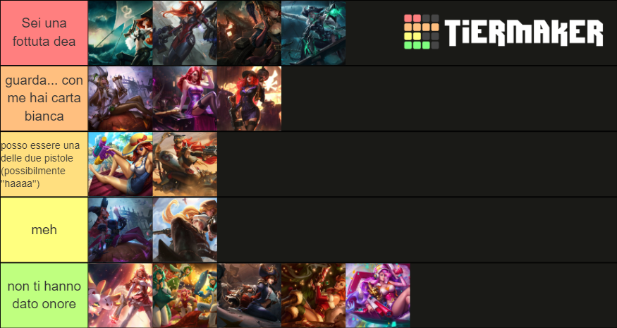 Miss Fortune Skin Tier List (Community Rankings) - TierMaker