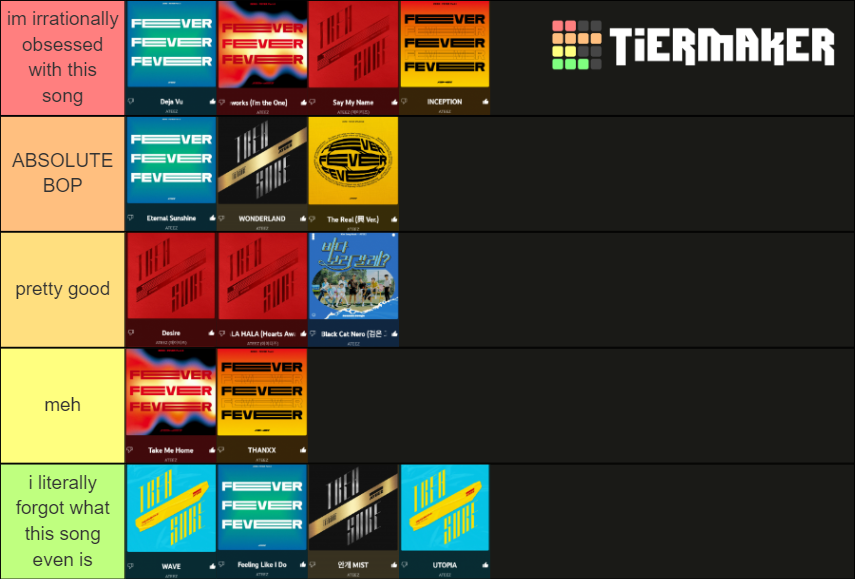 ateez songs Tier List (Community Rankings) - TierMaker