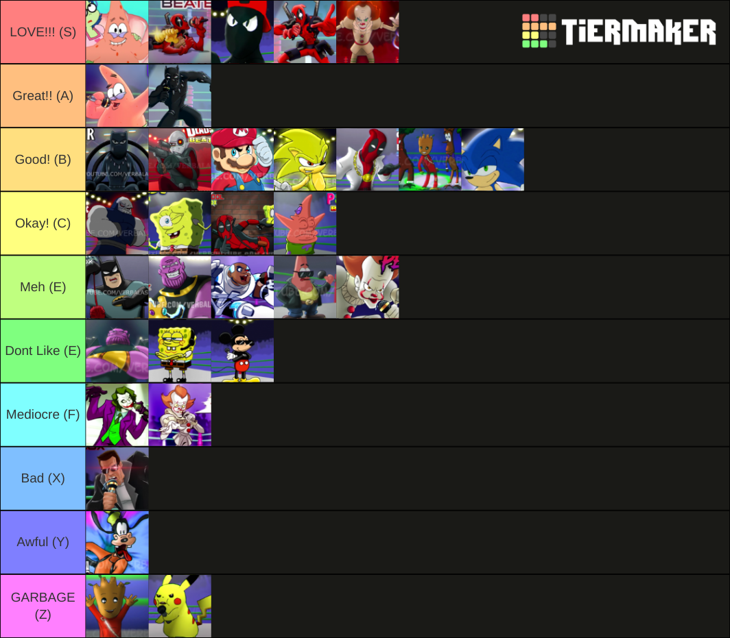 Cartoon Beatbox Battles ( As Of DeadPool VS Patrick ) Tier List ...