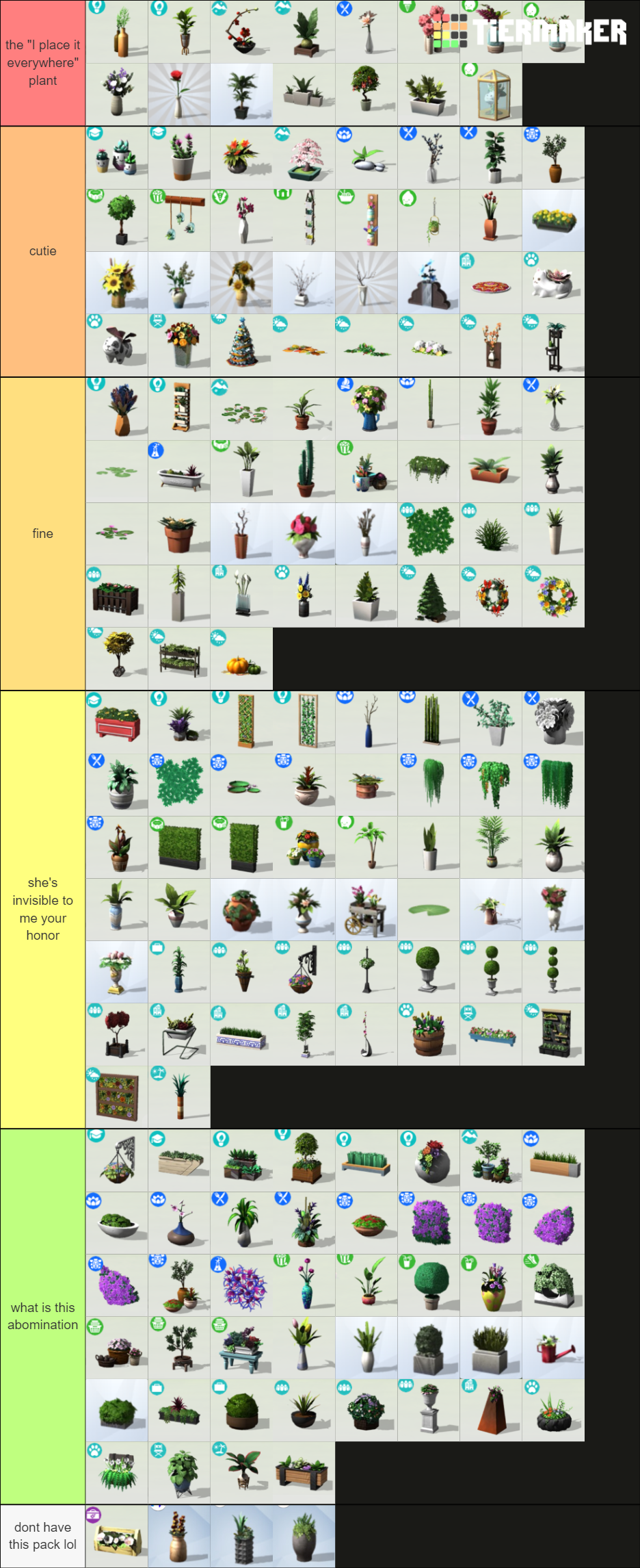 All TS4 plants (buy mode) Tier List (Community Rankings) - TierMaker