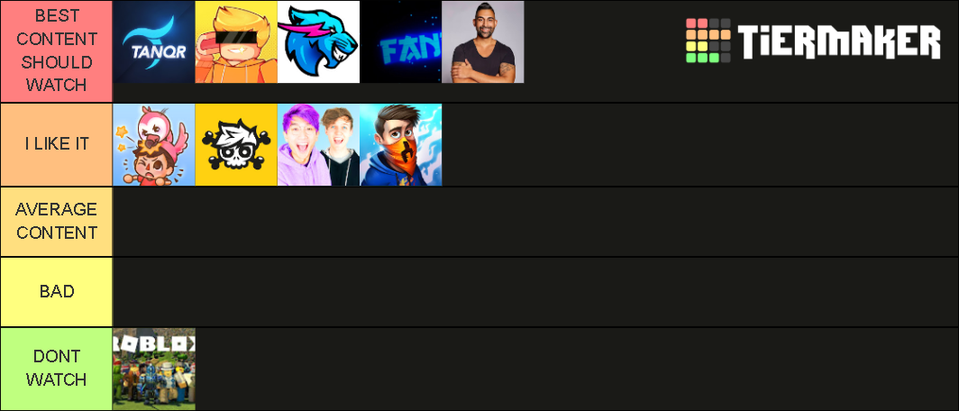 YOUTUBE TIER LIST Tier List (Community Rankings) - TierMaker