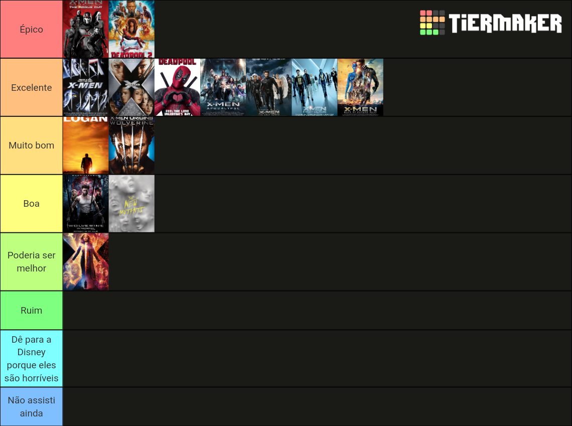 X-Men Films Ranked Tier List (Community Rankings) - TierMaker