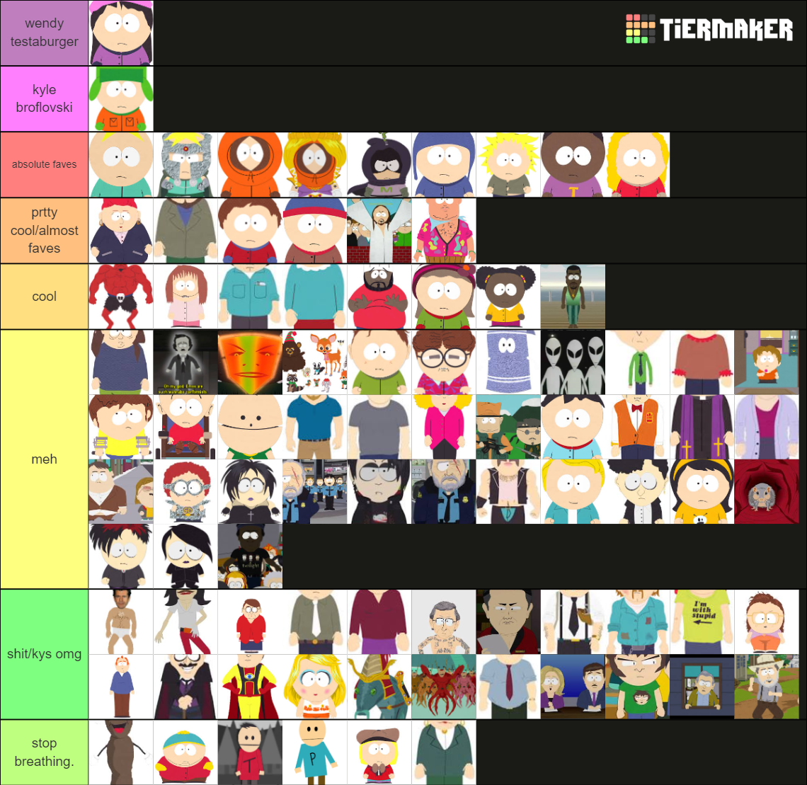 South Park Characters Tier List (Community Rankings) - TierMaker