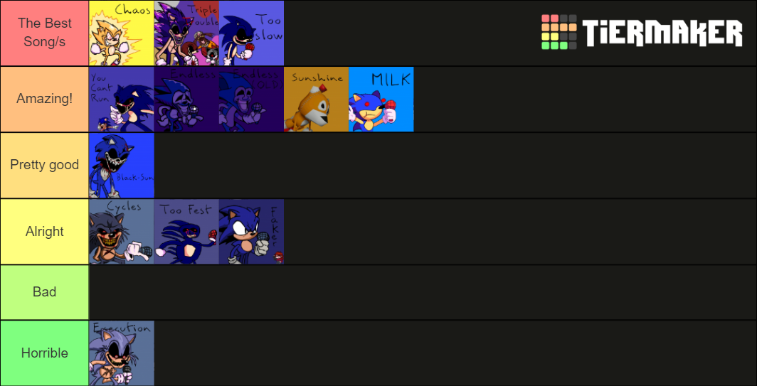 Vs Sonic.EXE Song Tier List (Community Rankings) - TierMaker