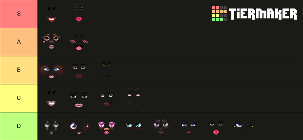 Roblox Model Faces Tier List (Community Rankings) - TierMaker